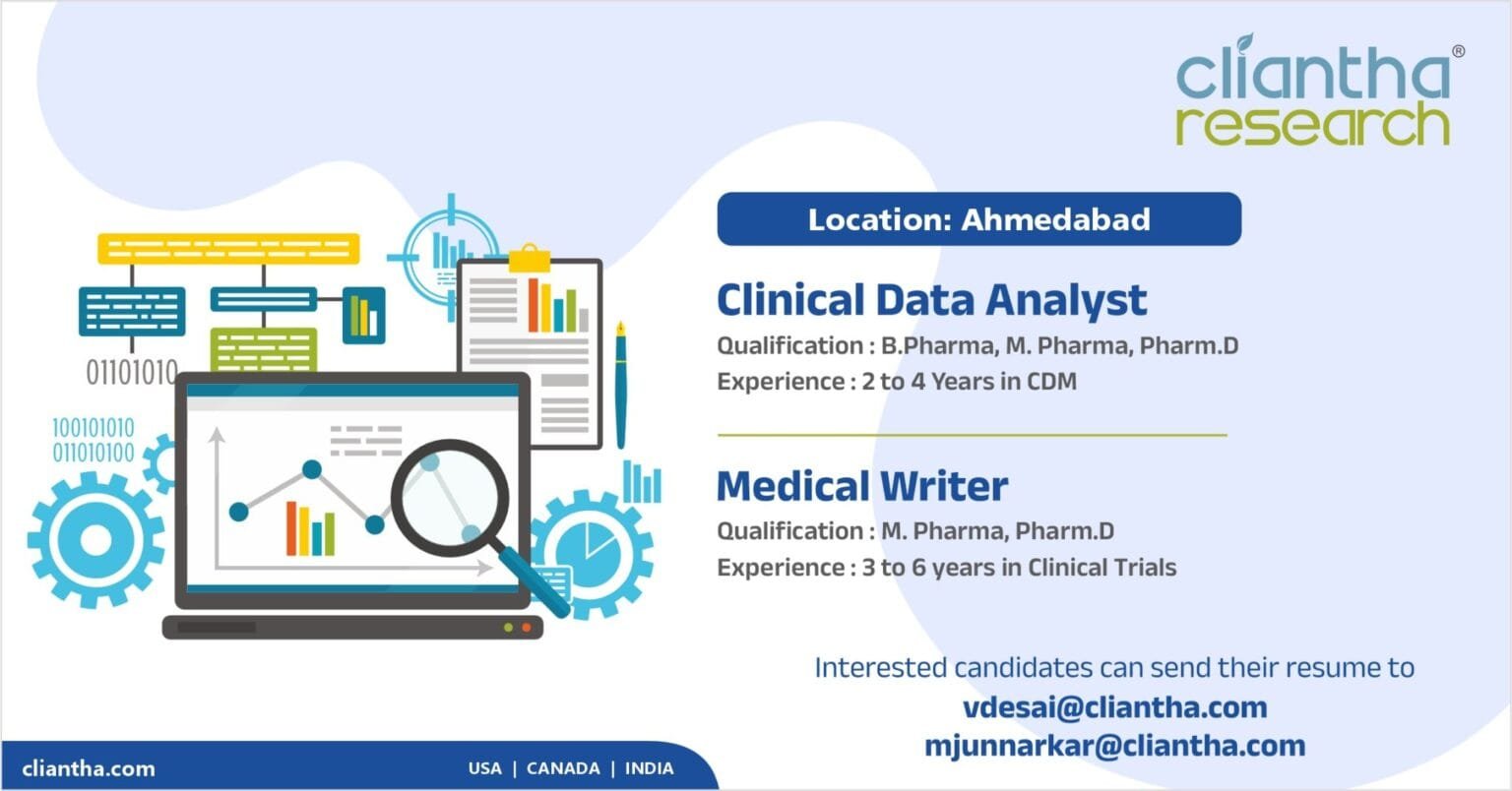 Cliantha Research Hiring – Clinical Data Analyst & Medical Writer