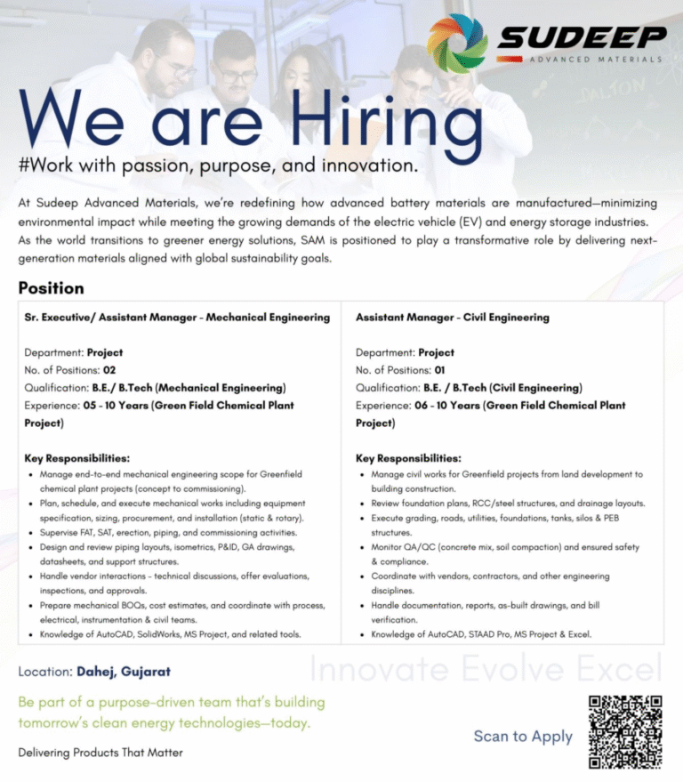 Sudeep Hiring For Civil Engineering / Mechanical Engineering