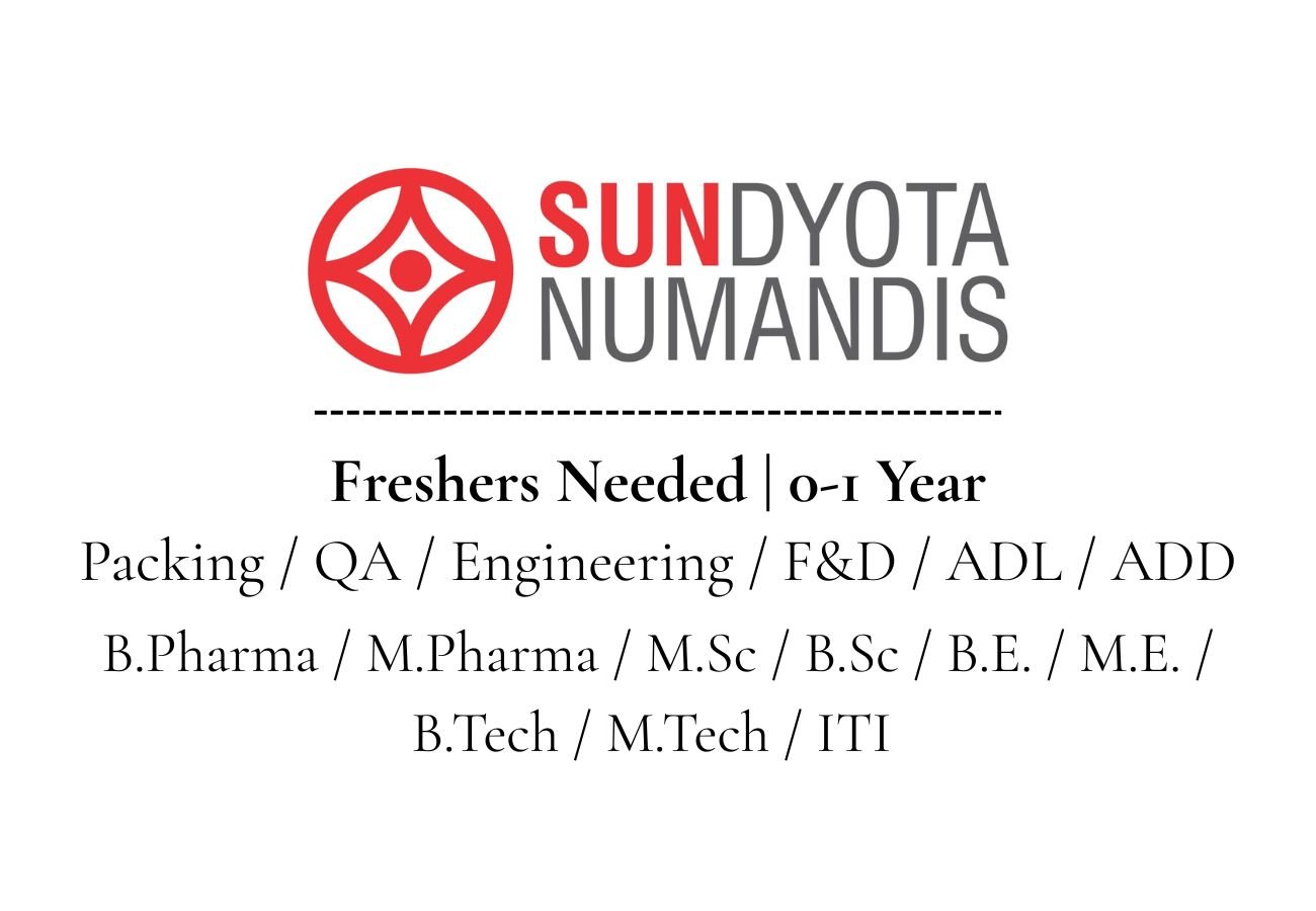 Freshers Needed In multiple positions At Sundyota Numandis