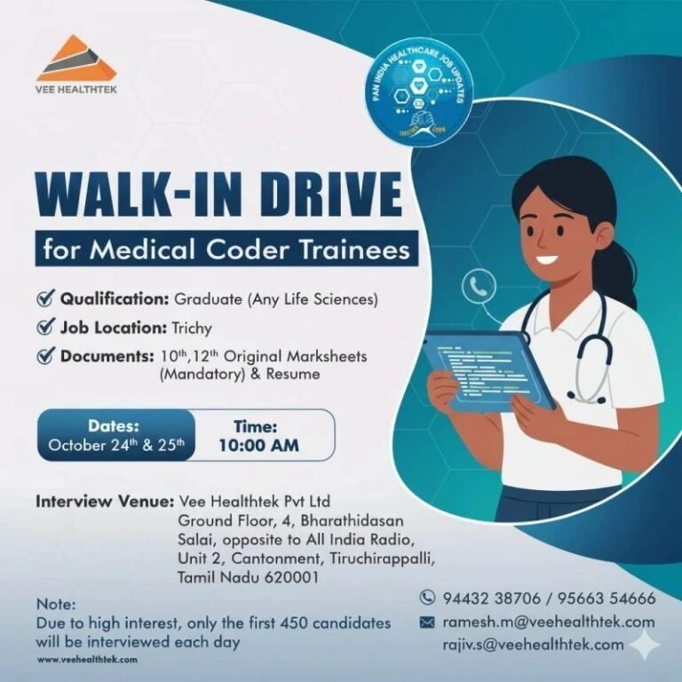 VEE HEALTHTEK Hiring For Medical Coder Trainee