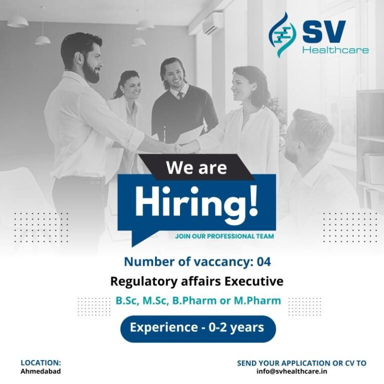 Freshers Needed In Regulatory Affairs At SV Healthcare
