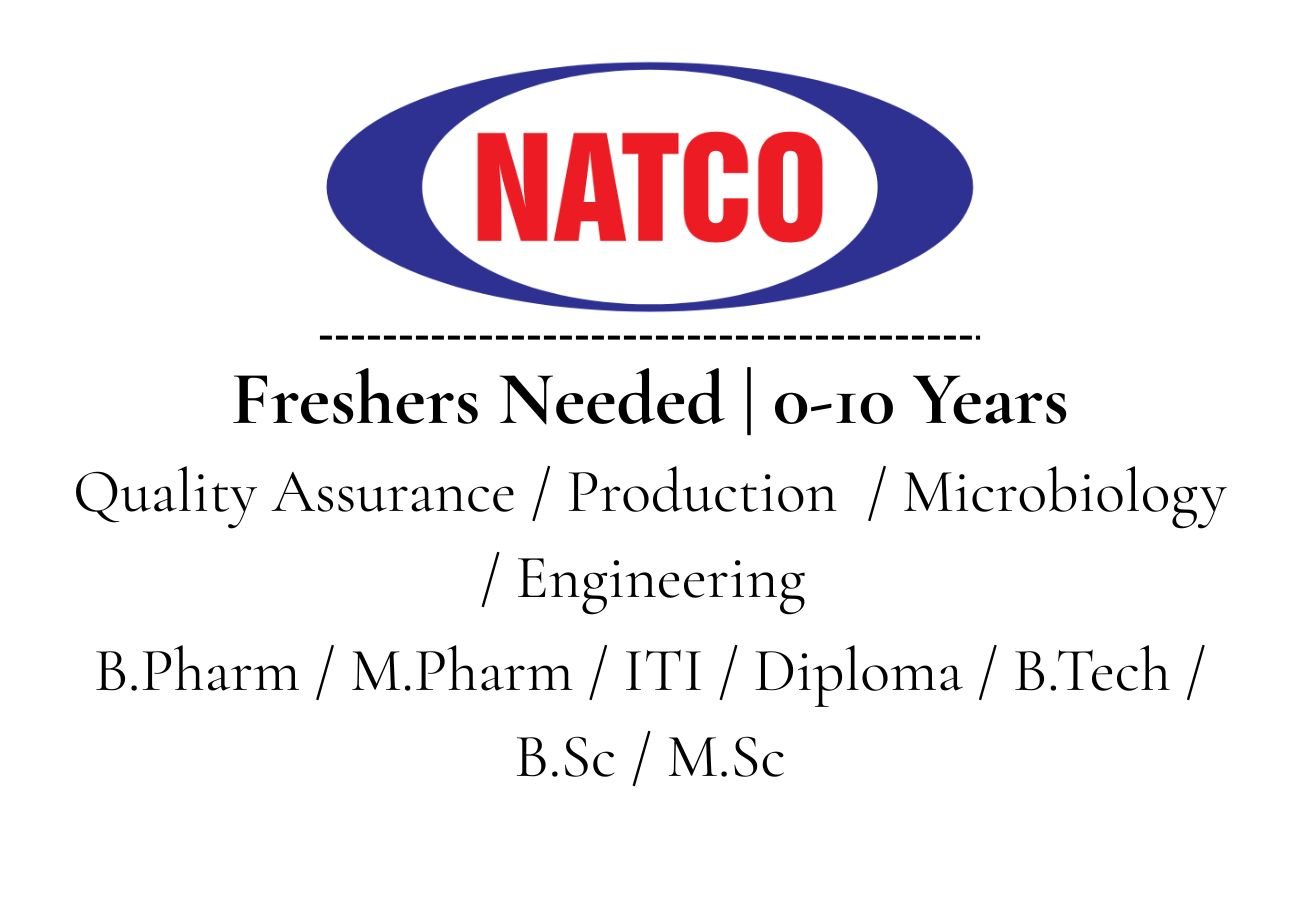 Freshers Needed In Quality Assurance / Production / Microbiology / Engineering At Natco Pharma