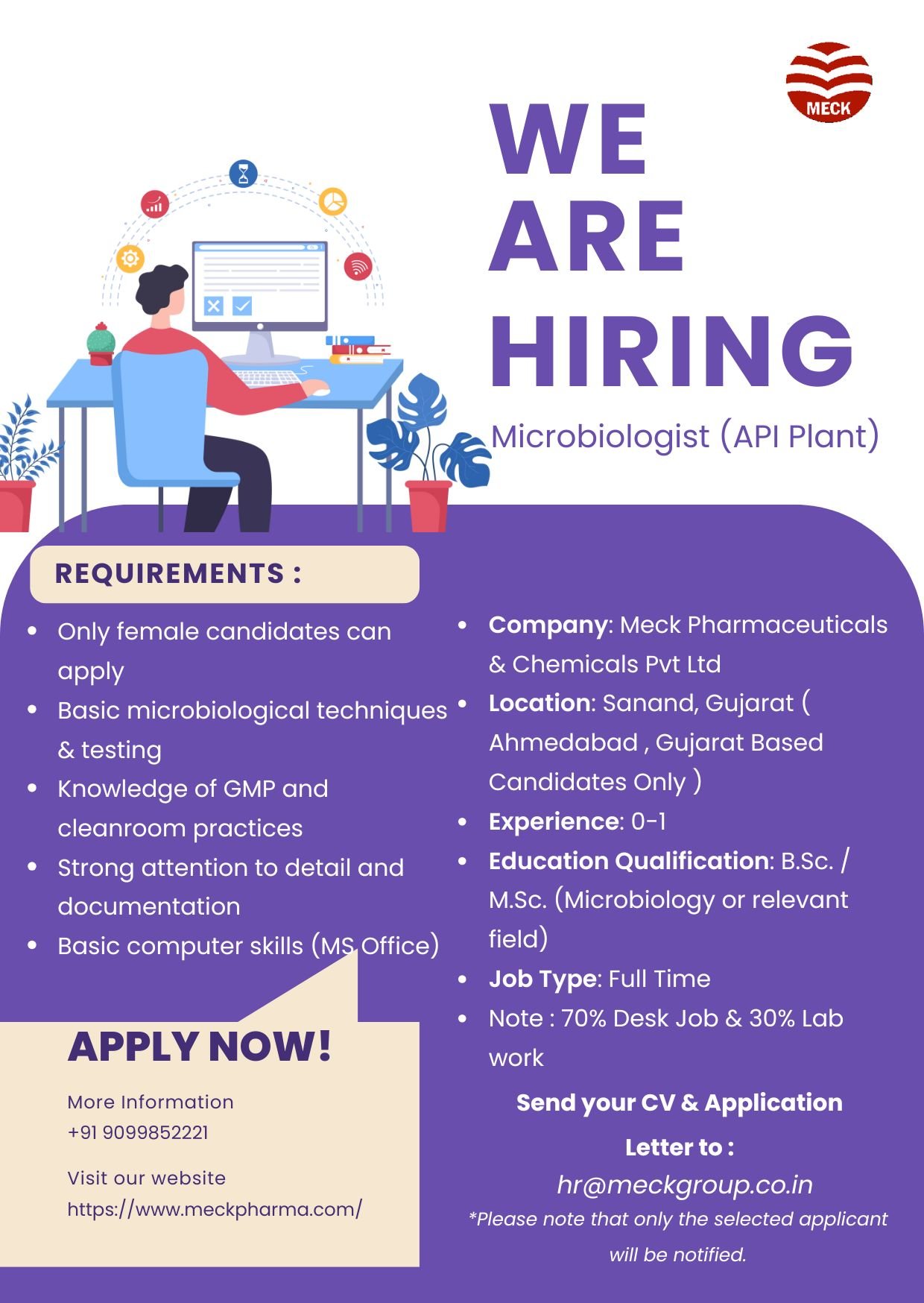 Freshers Needed In Microbiologist At Meck Pharmaceuticals