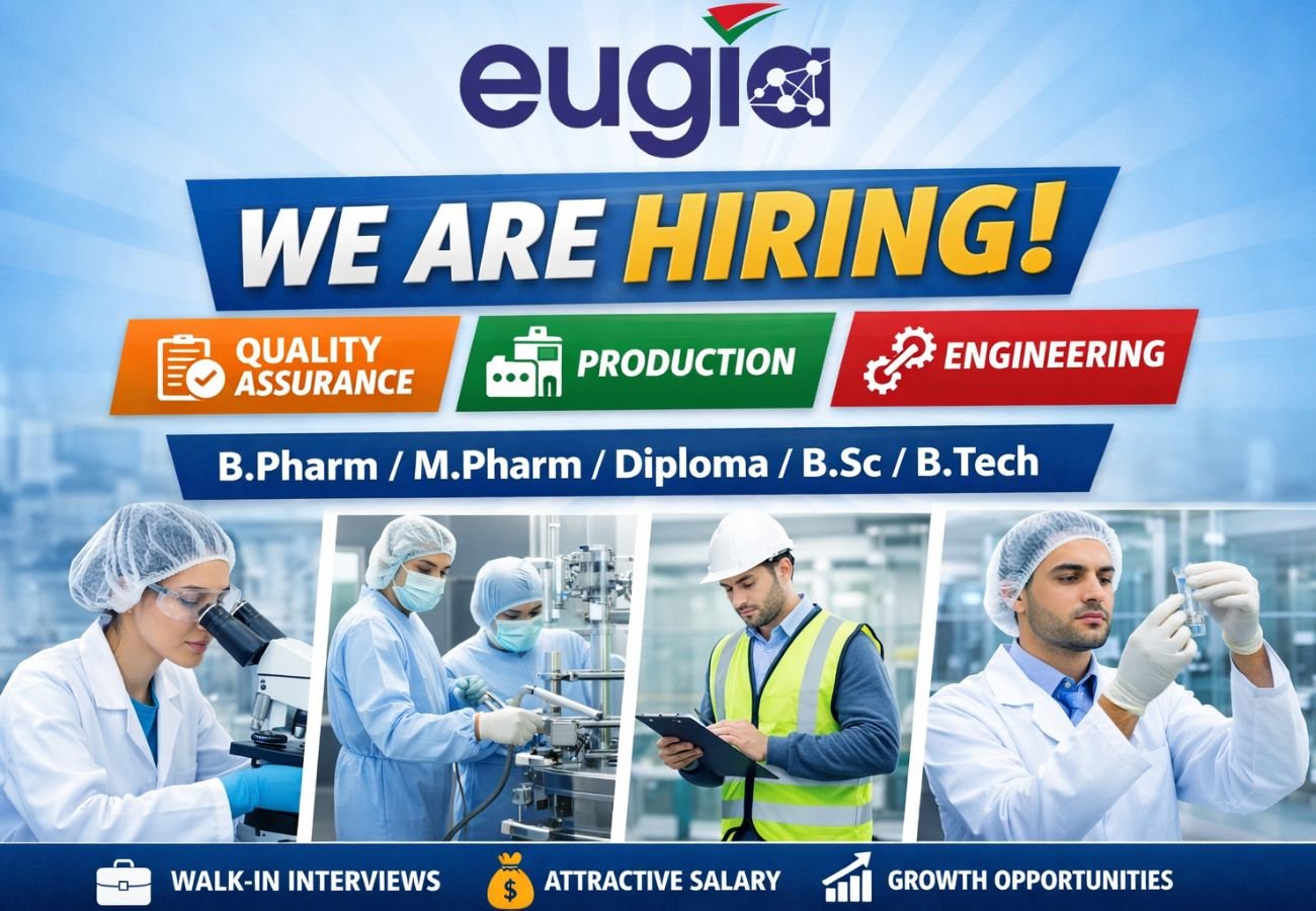 Eugia Pharma Hiring For Quality Assurance / Production / Engineering