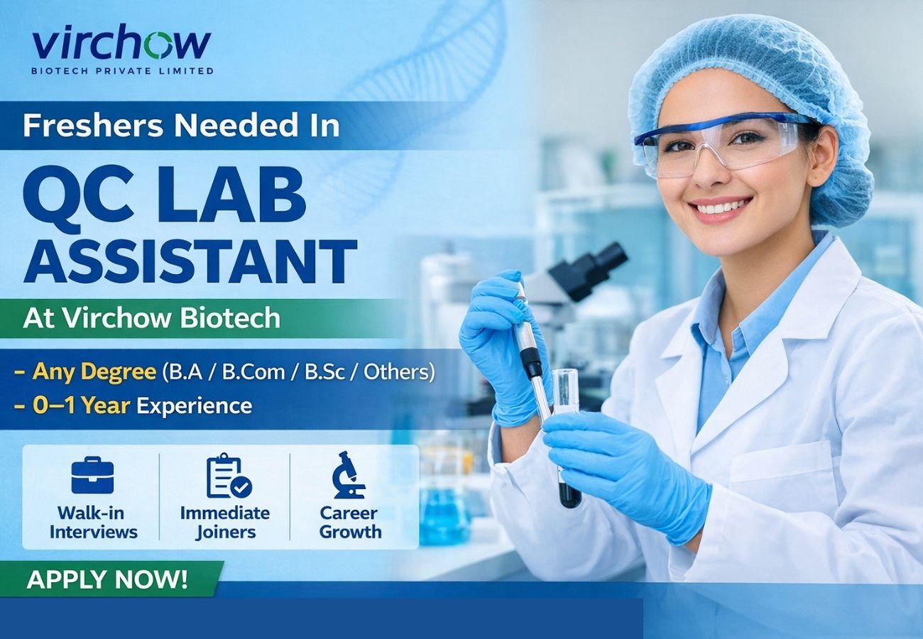Freshers Needed In QC Lab Assistant At Virchow Biotech