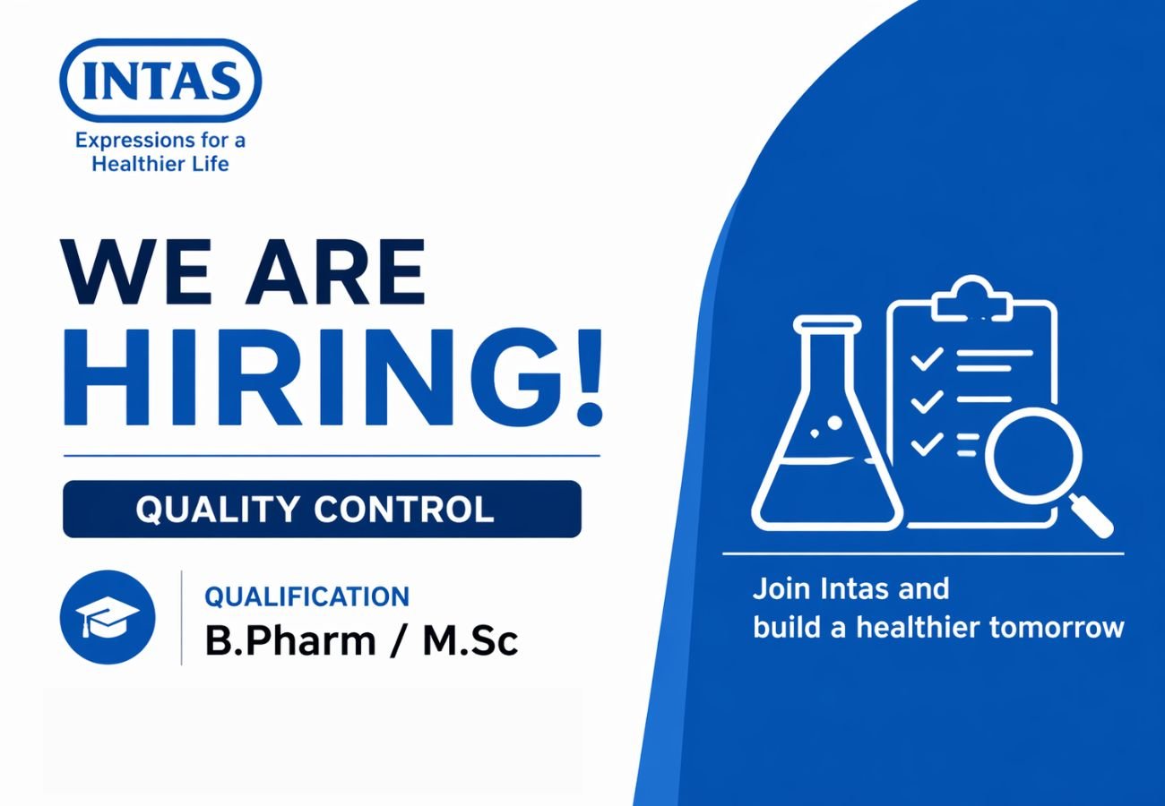 Intas Pharmaceuticals Hiring For Quality Control