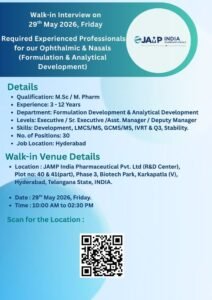 JAMP India Pharmaceuticals Hiring For Formulation Development ...