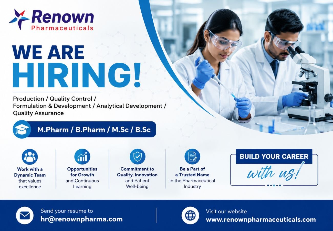 Renown Pharmaceuticals Hiring For Production / Quality Control ...