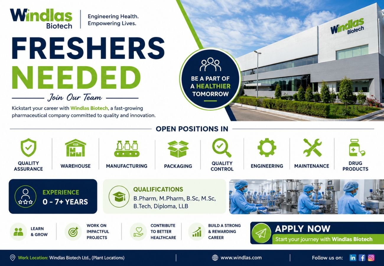 Freshers Needed In Quality Assurance / Warehouse / Manufacturing ...