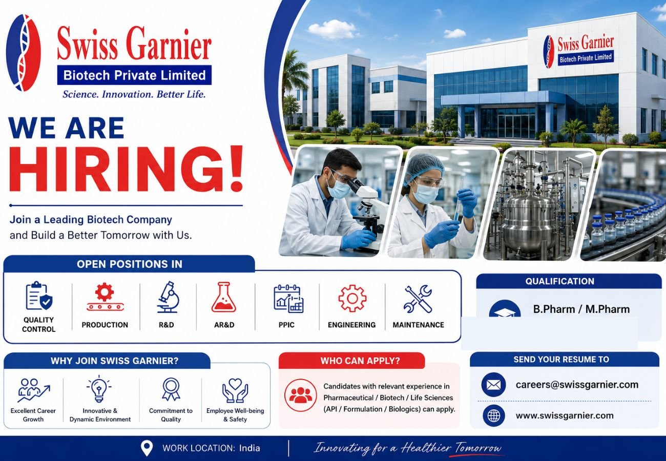 Swiss Garnier Hiring For Quality Control / Production / R&D / AR&D ...