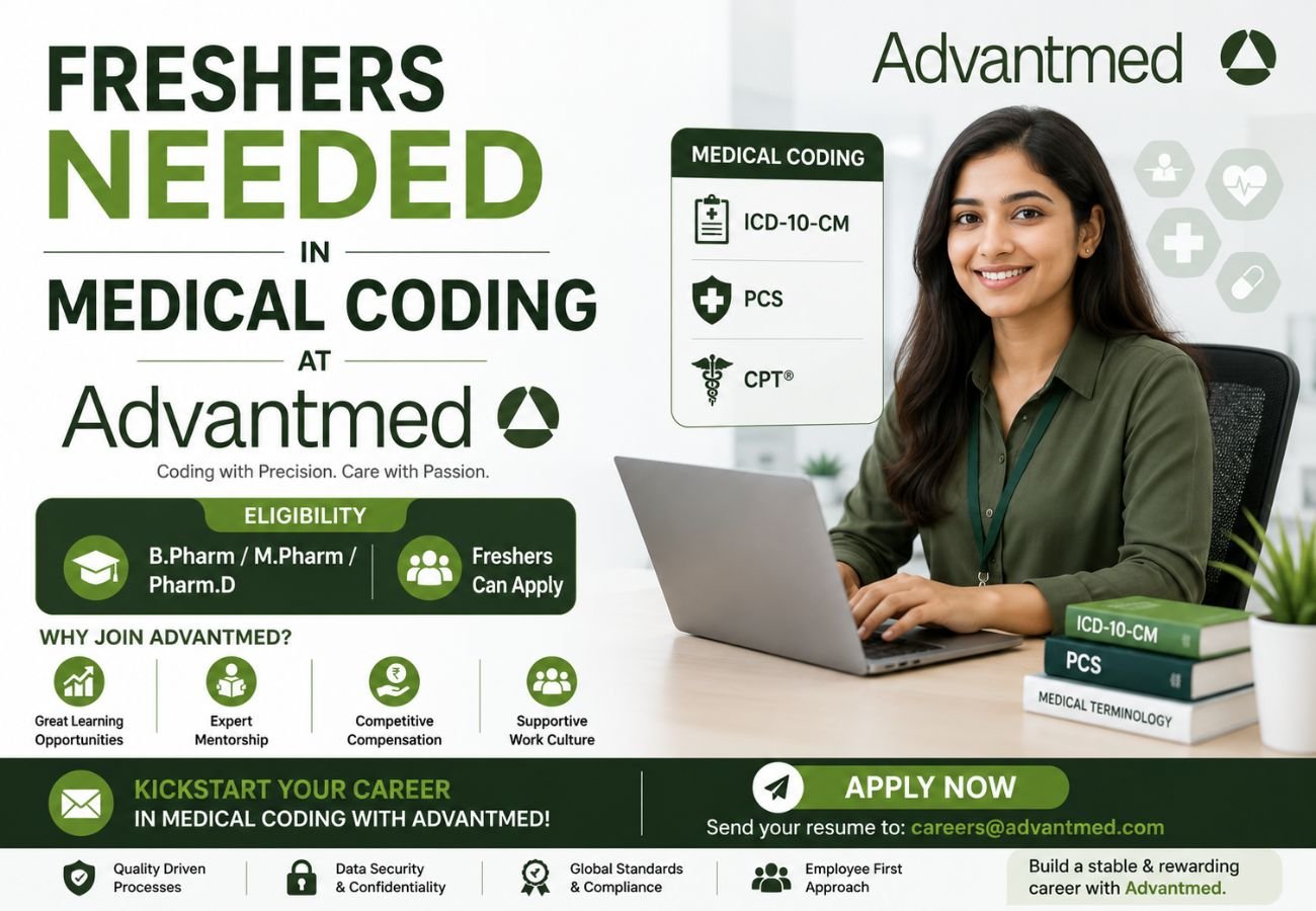 Freshers Needed In Medical Coding At Advantmed